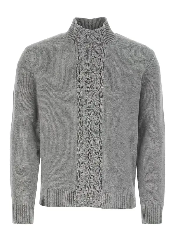 14BROS Virgin Wool High Neck Sweater - Grey
