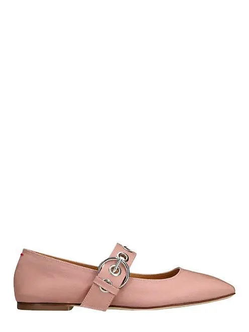 AeydĒ Uma Eyelet-embellished Grosgrain Mary Jane Flats - Pale Pink