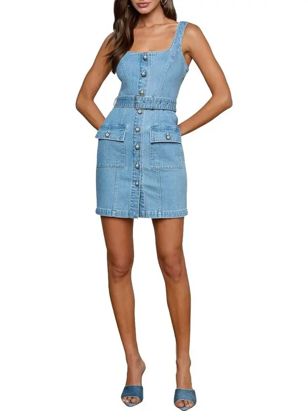 L'Agence Midy Belted Denim Minidress - Olvera