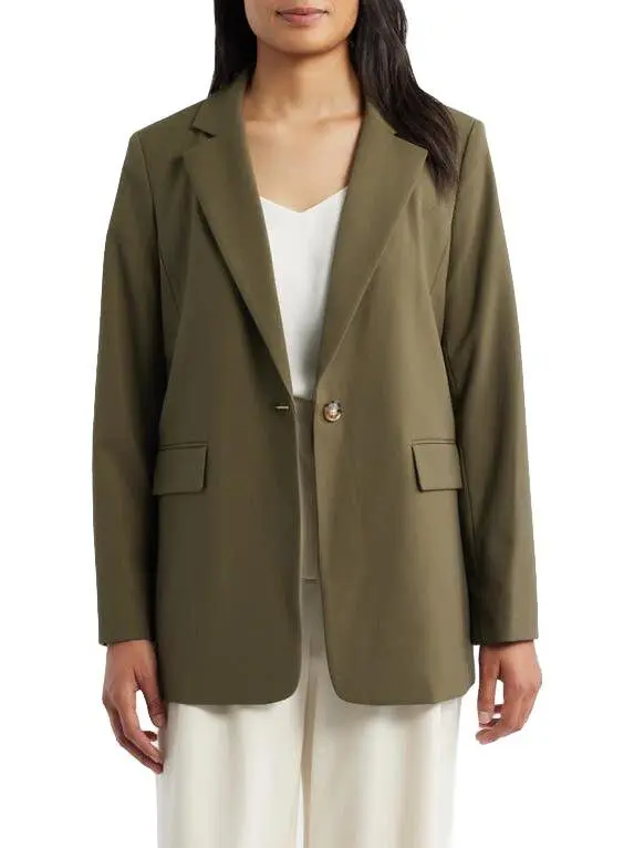 TAHARI ASL Relaxed One-button Blazer - Martini Olive
