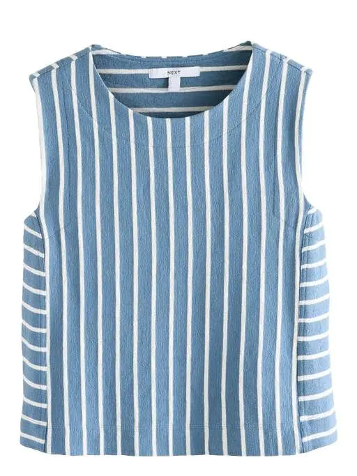 NEXT Stripe Sleeveless Cotton Terry Top - White