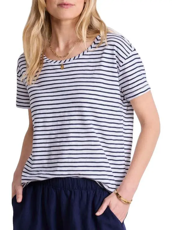 Vineyard Vines Relaxed Cotton Slub T-shirt - Stripe White/ Navy