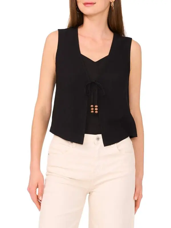 Vince Camuto Front Tie Vest - Rich Black