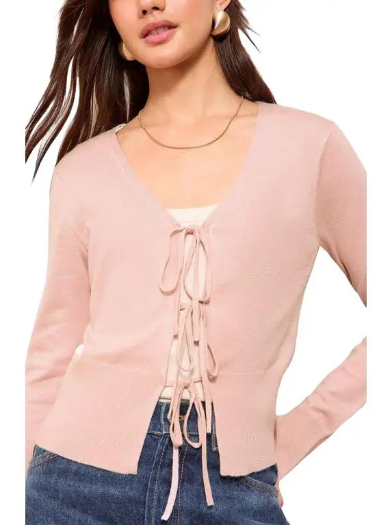 FRIENDS LIKE THESE Tie-front Cropped Cardigan - Pink