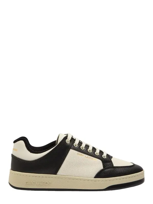 Saint Laurent Sl61 Panelled Leather Sneakers - Black And White