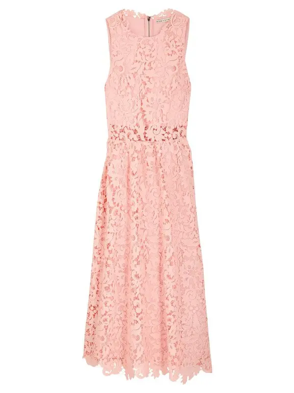 Alice + Olivia Babette Guipure-lace Midi Dress - Light Pink