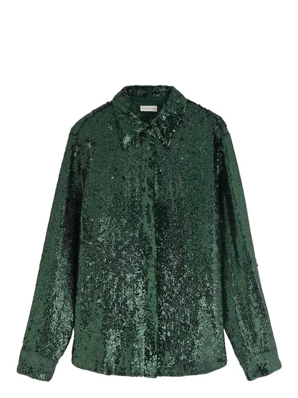Dries Van Noten Sequin Embellished Shirt - Dark Green