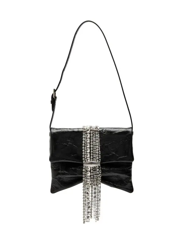JIMMY CHOO Zandra Crystal-embellished Shoulder Bag - Black And Silver