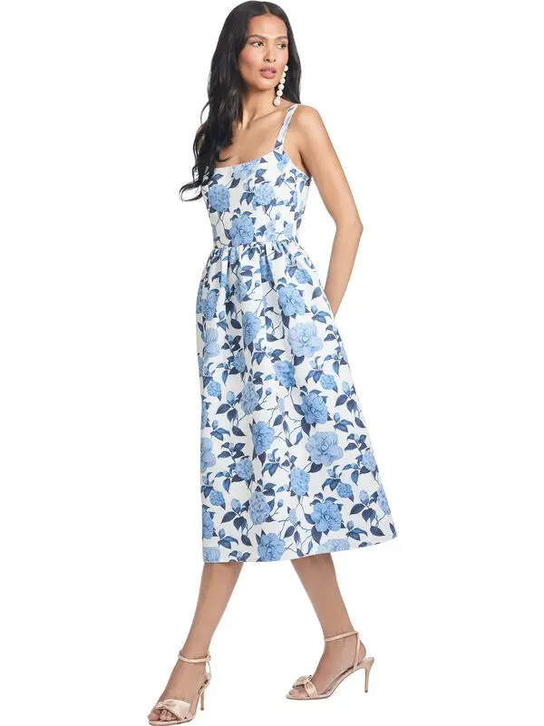 Sachin & Babi Olena Fit & Flare Dress - Delft Blue Begonia