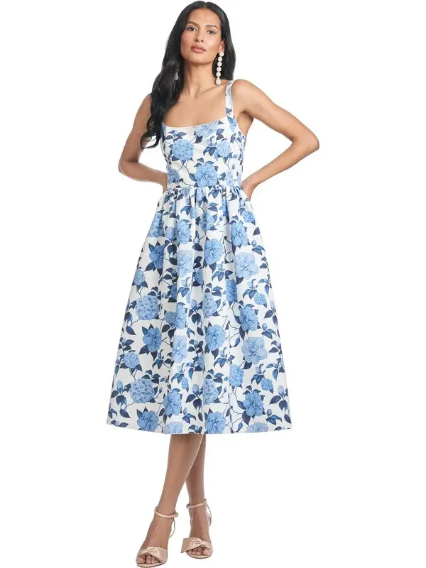 Sachin & Babi Olena Fit And Flare Dress - Delft Blue Begonia