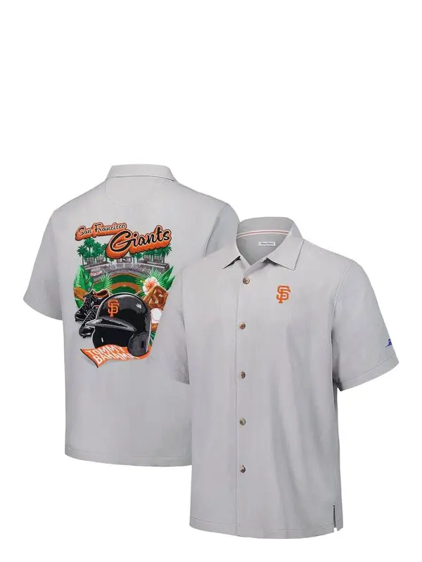 Tommy Bahama San Francisco Giants Hit And Run Silk Camp Button-up Shirt - Gray