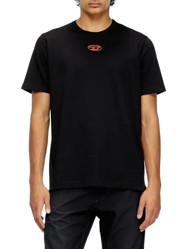 DIESEL® Metallic Oval D Logo T-shirt - Very/ Black