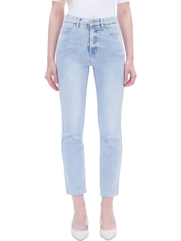 BAYEAS High Waist Slim Straight Leg Jeans - Light Blue