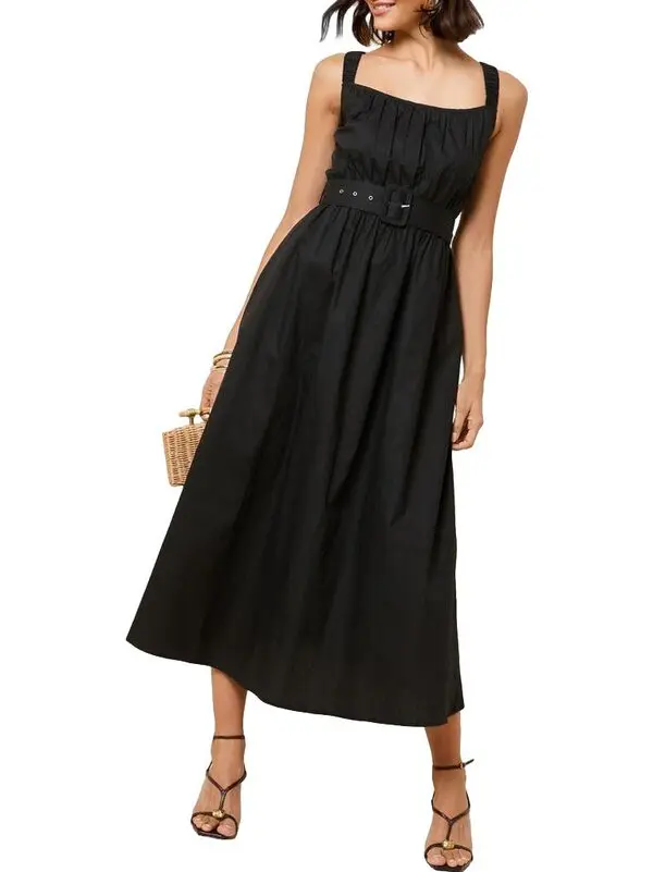 FRIENDS LIKE THESE Belted Cotton Maxi Dress - Black