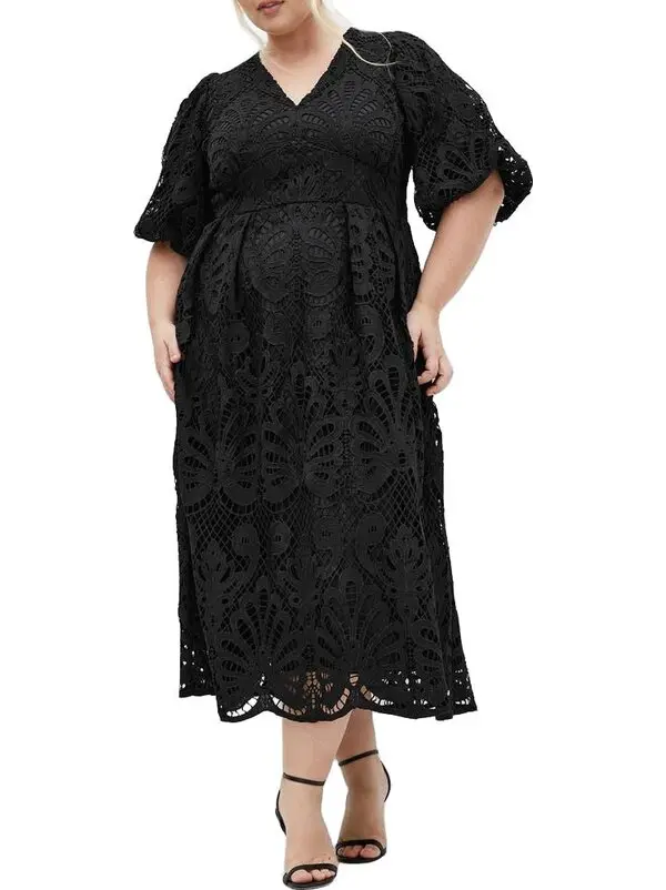 City Chic Kylee Lace Maxi Dress - Black