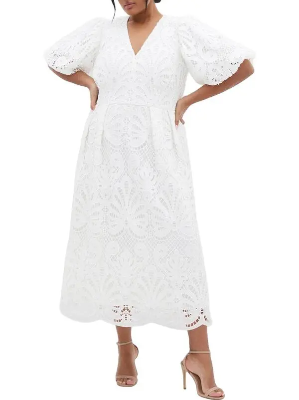 City Chic Kylee Lace Maxi Dress - Ivory