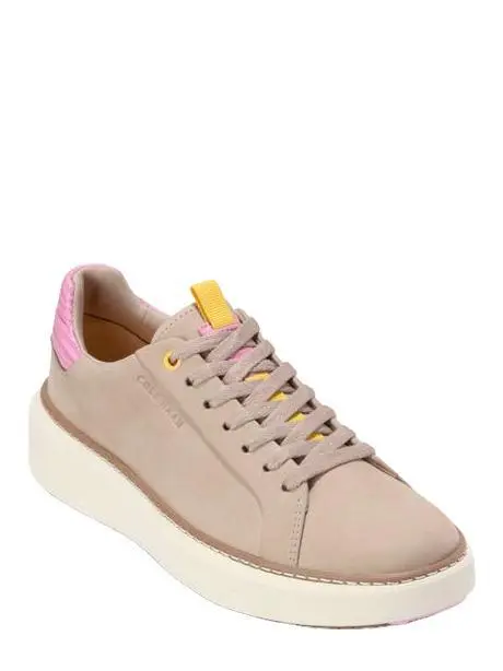 Cole Haan Grandpro Topspin Waterproof Golf Shoe - Sesame Nubuck/ Moonlite Mauve