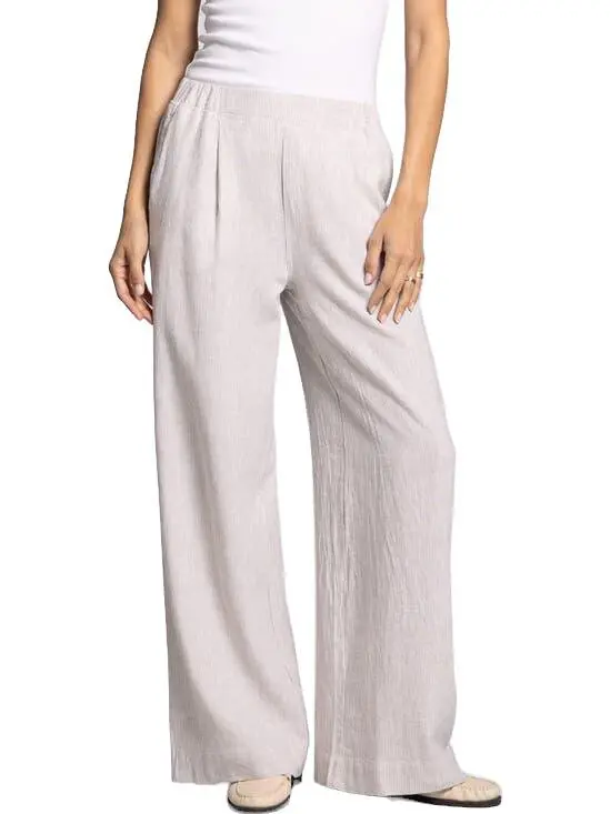 THREAD & SUPPLY Anastasia Linen Blend Wide Leg Pants - White/oak