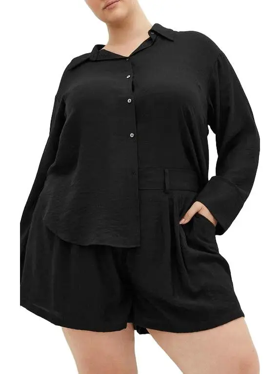 City Chic Bella Button-up Shirt - Black