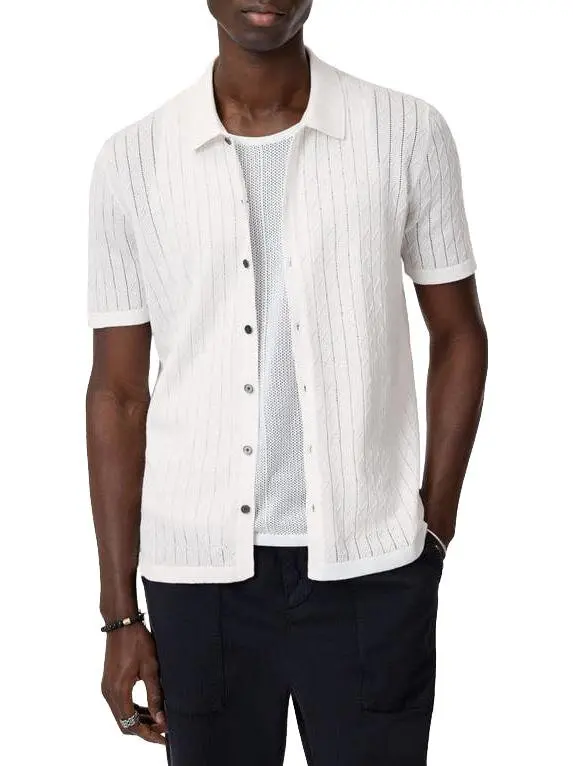 John Varvatos Moore Short Sleeve Organic Cotton Sweater - White