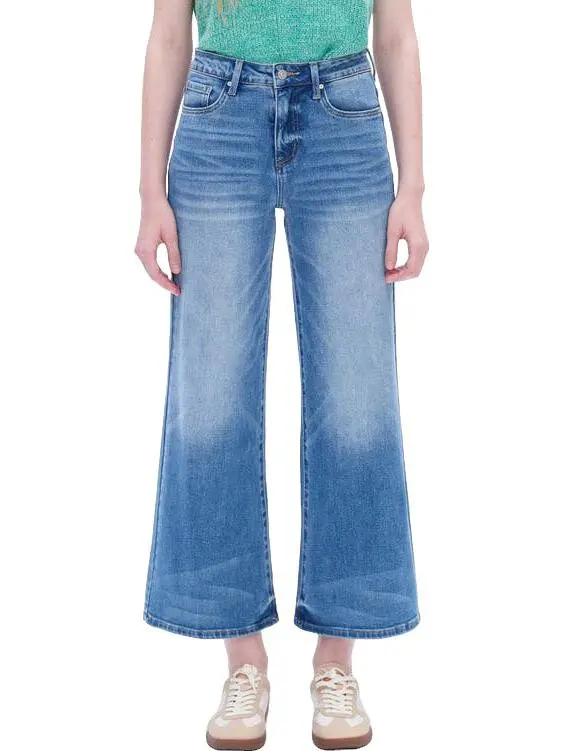BAYEAS High-waist Wide-leg Jeans - Medium Blue