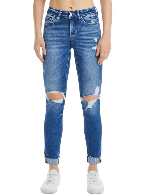 BAYEAS Jojo Ripped Skinny Jeans - Medium Blue