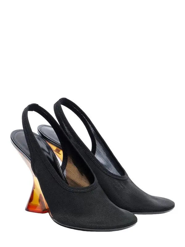 Dries Van Noten Mesh Wedge Slingback Pumps - Black