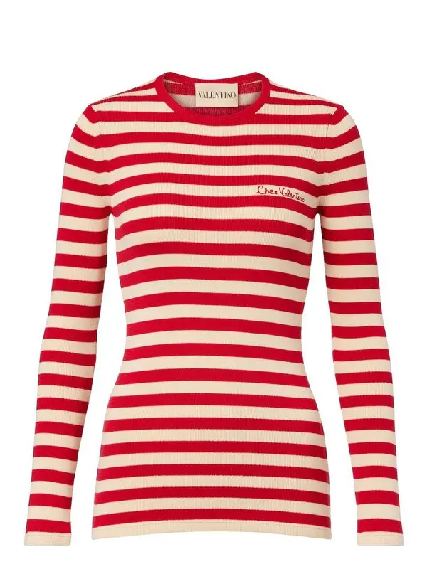 Valentino Garavani Striped Ribbed-knit Cotton Sweater - Multicoloured