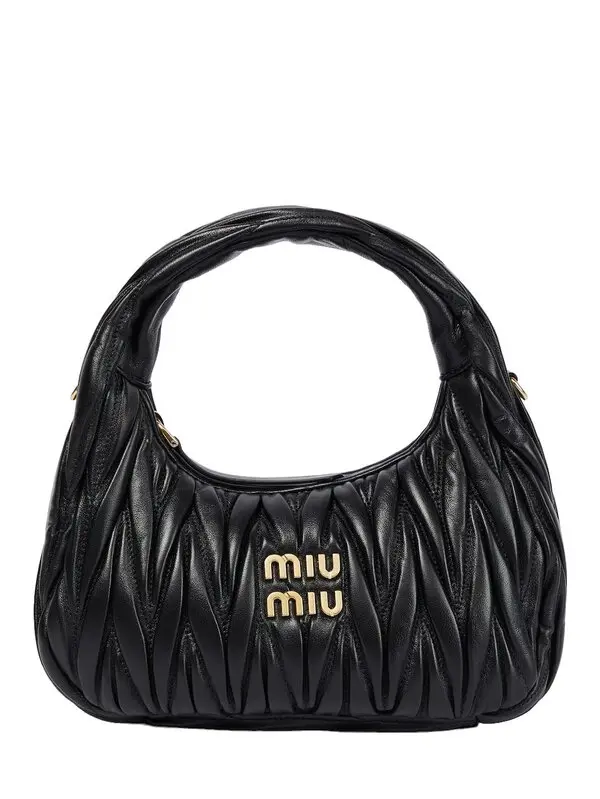 Miu Miu Miu Wander Matelassé Leather Shoulder Bag - Black