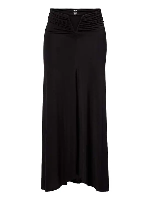 Jade Swim Skyla Ruched Jersey Maxi Skirt - Black