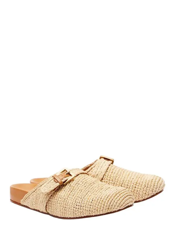 Clergerie Quinta Raffia Mules - Beige