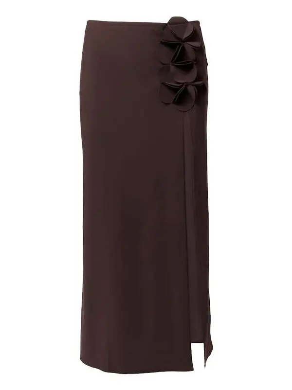 KARLA COLLETTO Tess Floral-appliqué Maxi Skirt - Brown