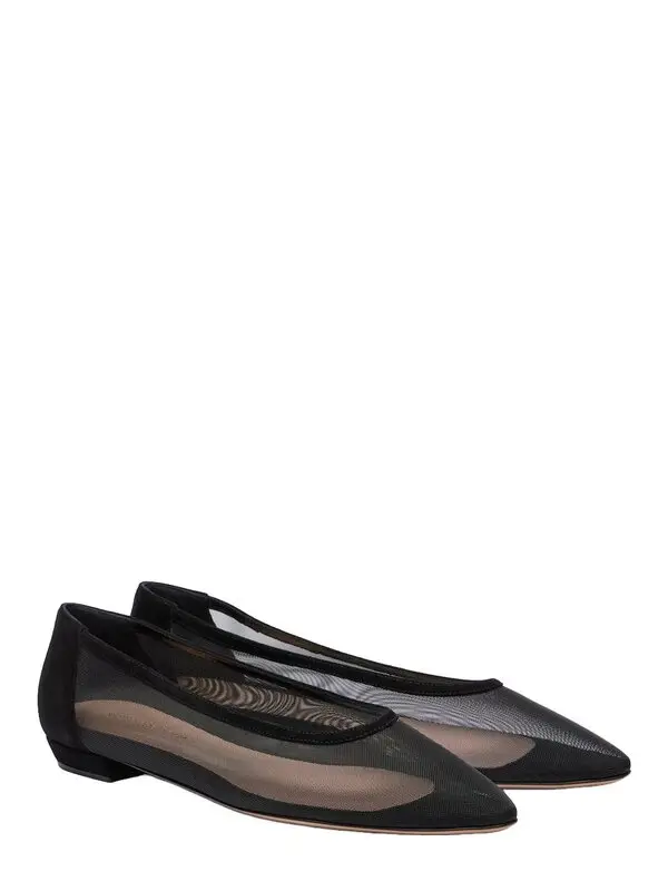GIANVITO ROSSI Sheer Organza Ballet Flats - Black