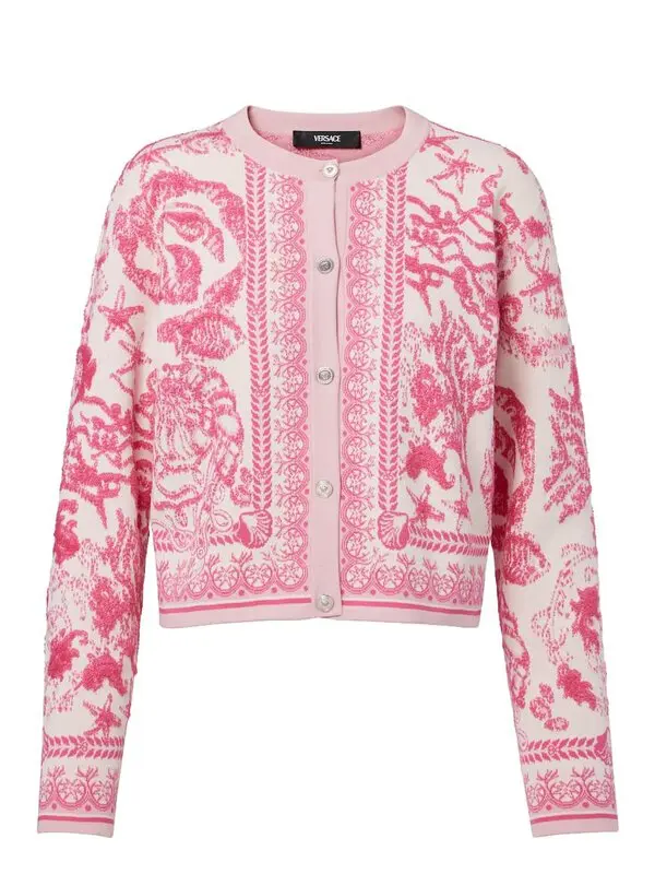 Versace Underwater Barocco Jacquard Cardigan - Pink