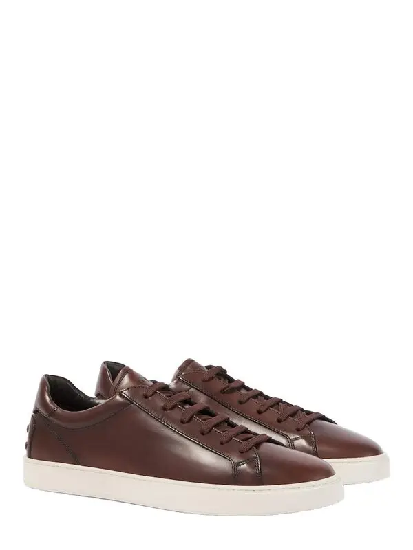 TOD'S Leather Lace-up Sneakers - Brown