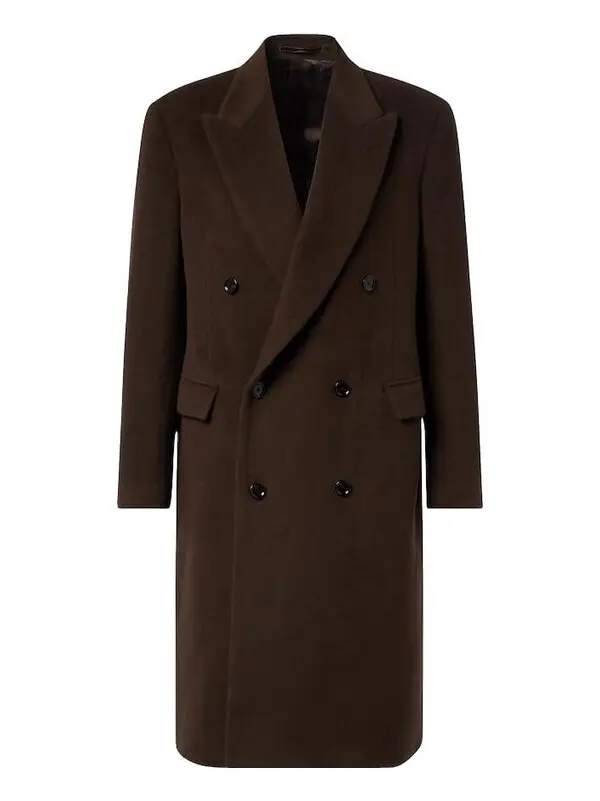LARDINI Virgin Wool Double-breasted Overcoat - Brown