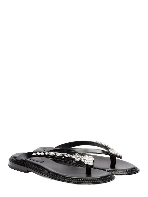 Simone Rocha Embellished Leather Thong Sandals - Black