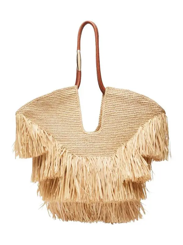 Zimmermann Golden Time Medium Raffia Tote Bag - Beige