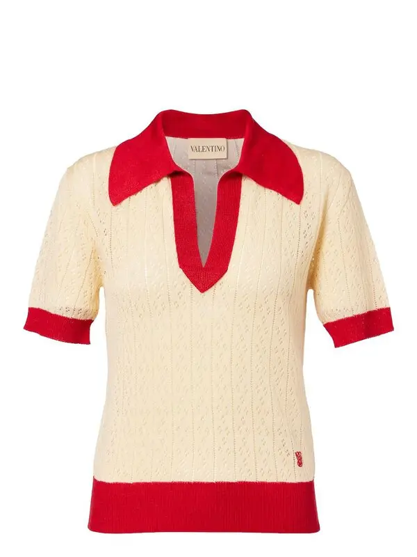 Valentino Garavani Linen-blend Polo Sweater - White
