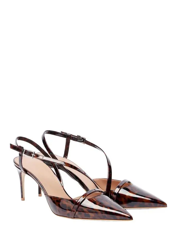 MALONE SOULIERS Valeria 70 Patent Leather Slingback Pumps - Brown