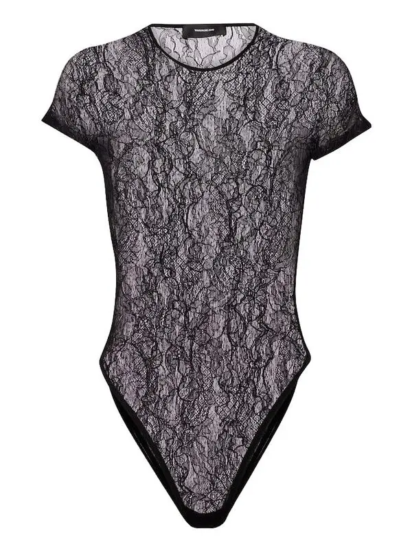Wardrobe.NYC Lace Bodysuit - Black