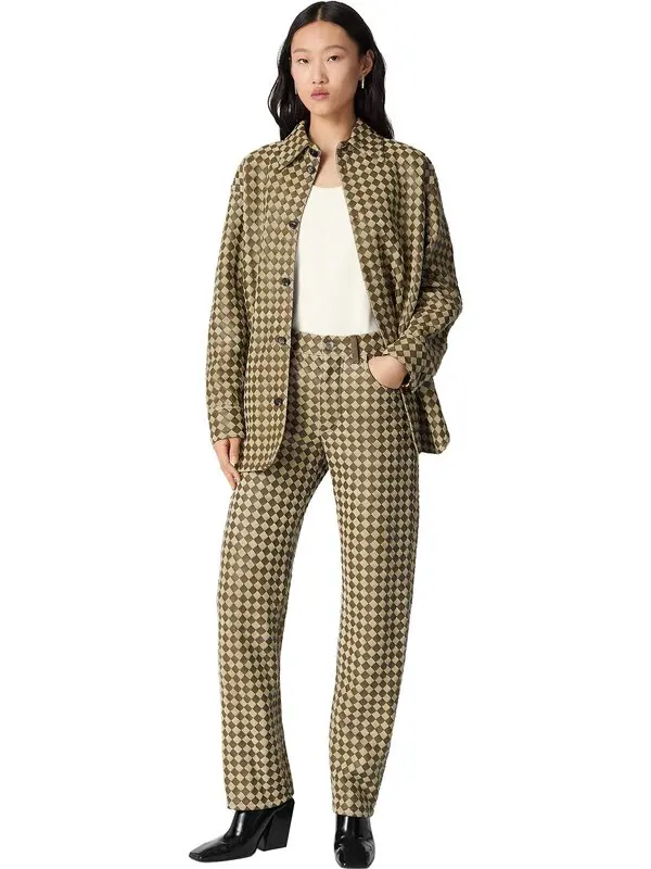 Bottega Veneta Intrecciato Leather And Suede Pants - Liana/travertine