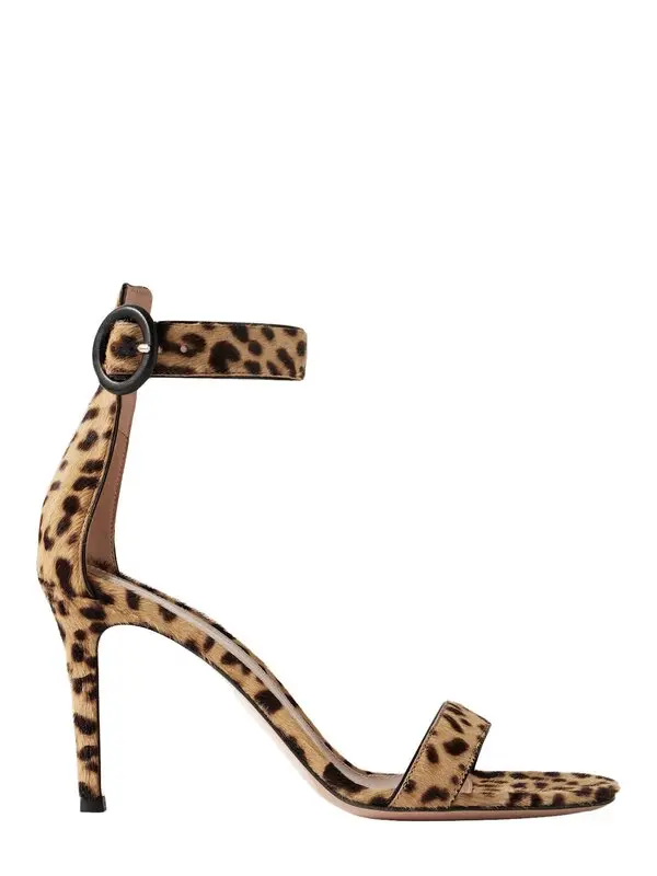 GIANVITO ROSSI Portofino 85 Leopard-print Pony Hair Sandals - Animal Print
