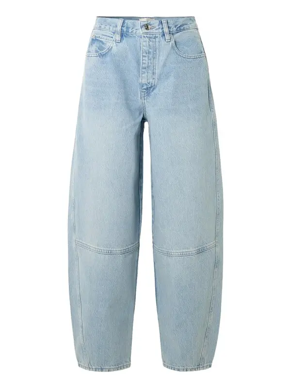 FRAME The Twisted Paneled High-rise Straight-leg Jeans - Blue