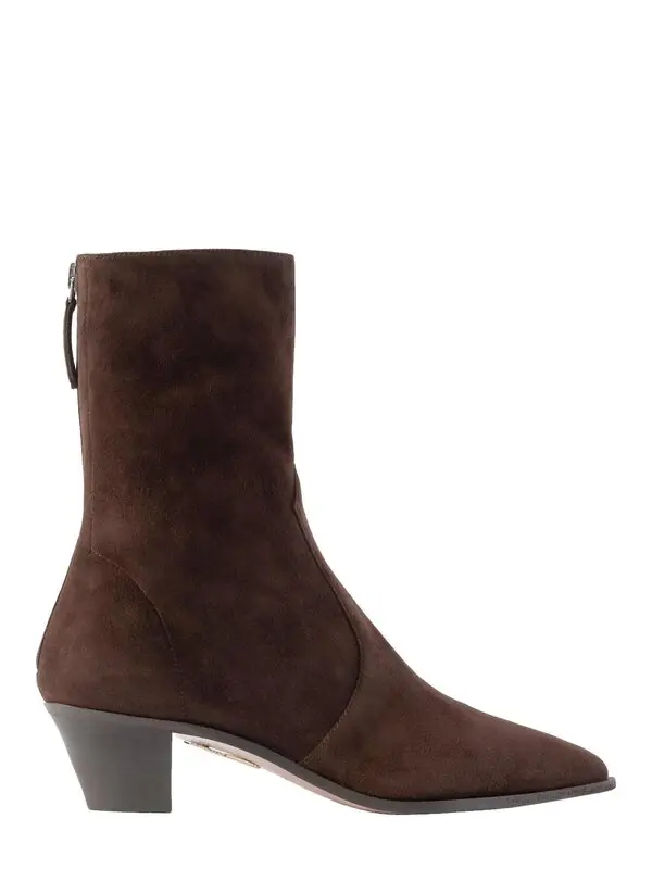 AQUAZZURA Brunswick Suede Ankle Boots - Brown