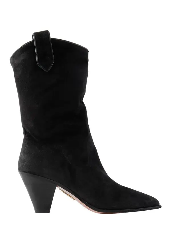 AQUAZZURA Boogie 70 Suede Ankle Boots - Black