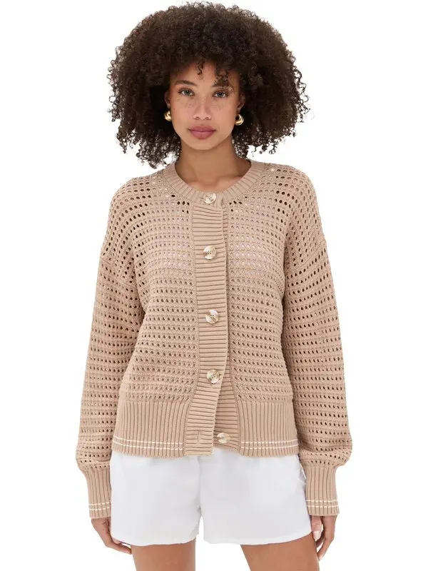 Varley Kris Relaxed Fit Knit Cardigan - Light Taupe