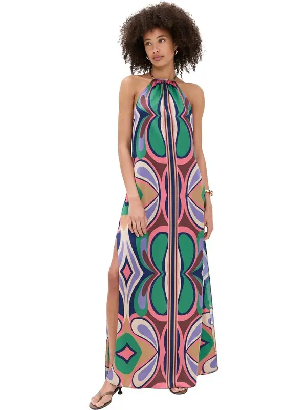 Misa Samantha Printed Halterneck Gown - Butterfly Mirror