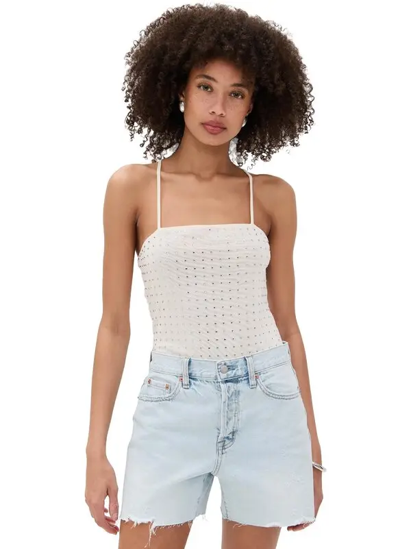 DUR DOUX Madison T-strap Bodysuit - Cream Stud