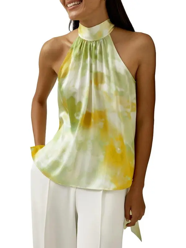 Lilysilk Printed Silk Charmeuse Halter Top - Summer Visions